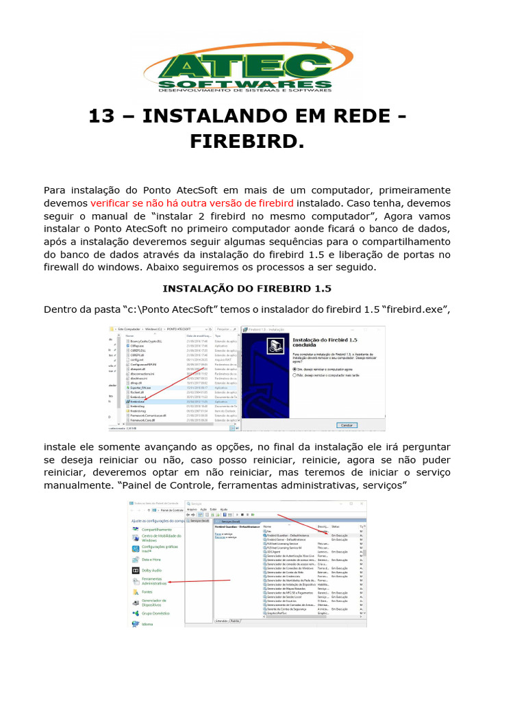 13 Instalacao em Rede - Firebird | PDF | Firewall (informática) | Bancos de dados