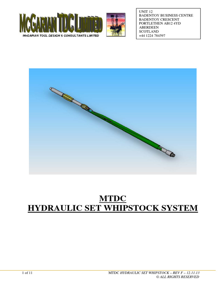 Hydraulic Whipstock Procedure Guide | PDF | Mechanical Engineering