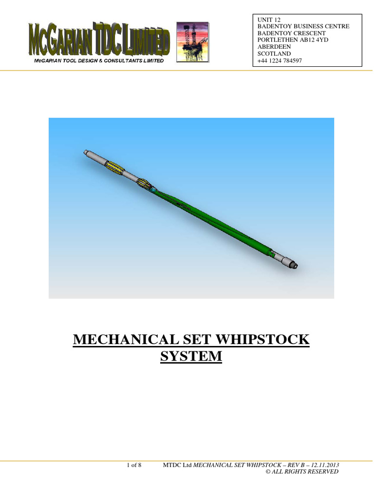 Mechanical Set Whipstock Procedure | PDF | Casing (Borehole ...