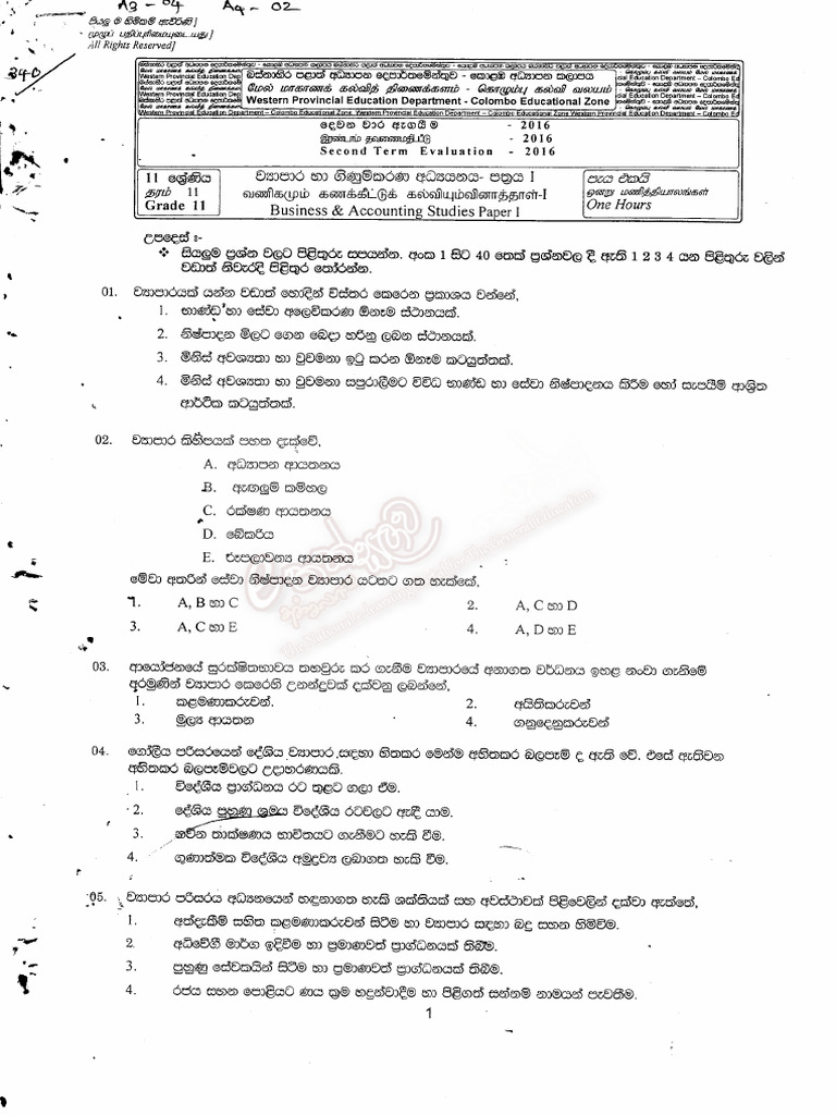 Sol Acc TP Paper I II | PDF