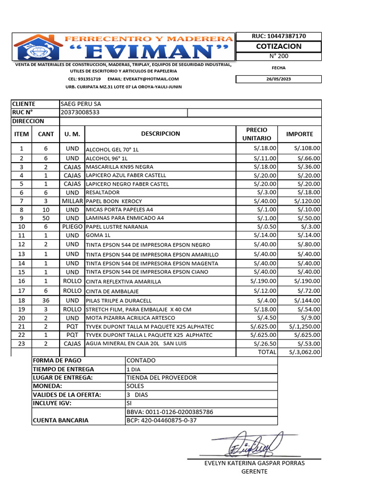 Cotizacion N°200-2 | PDF | Impresión | Equipo de oficina