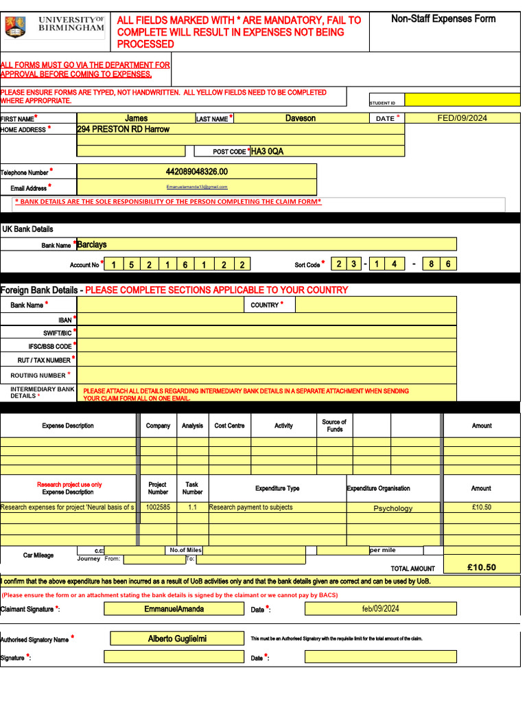 E-Non Staff Expense Form 2023 | Download Free PDF | Expense | Regulation