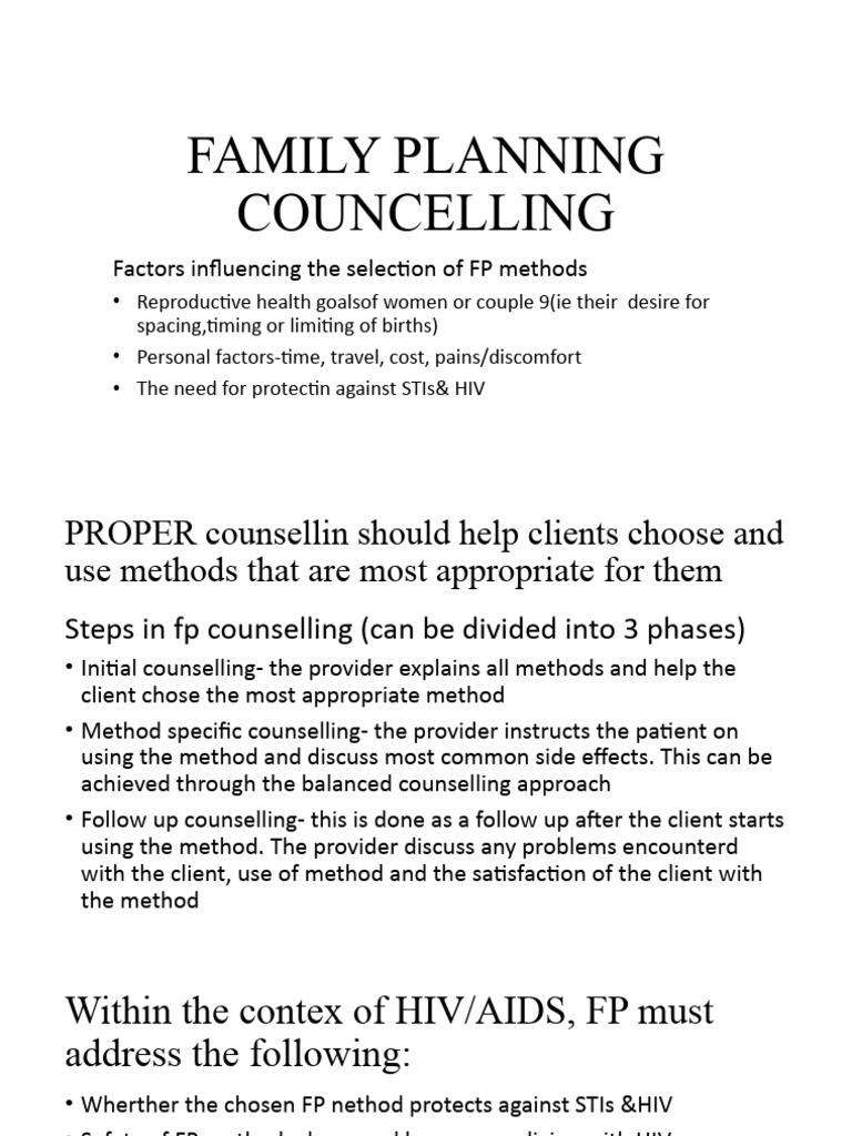 Family Planning Councelling | PDF