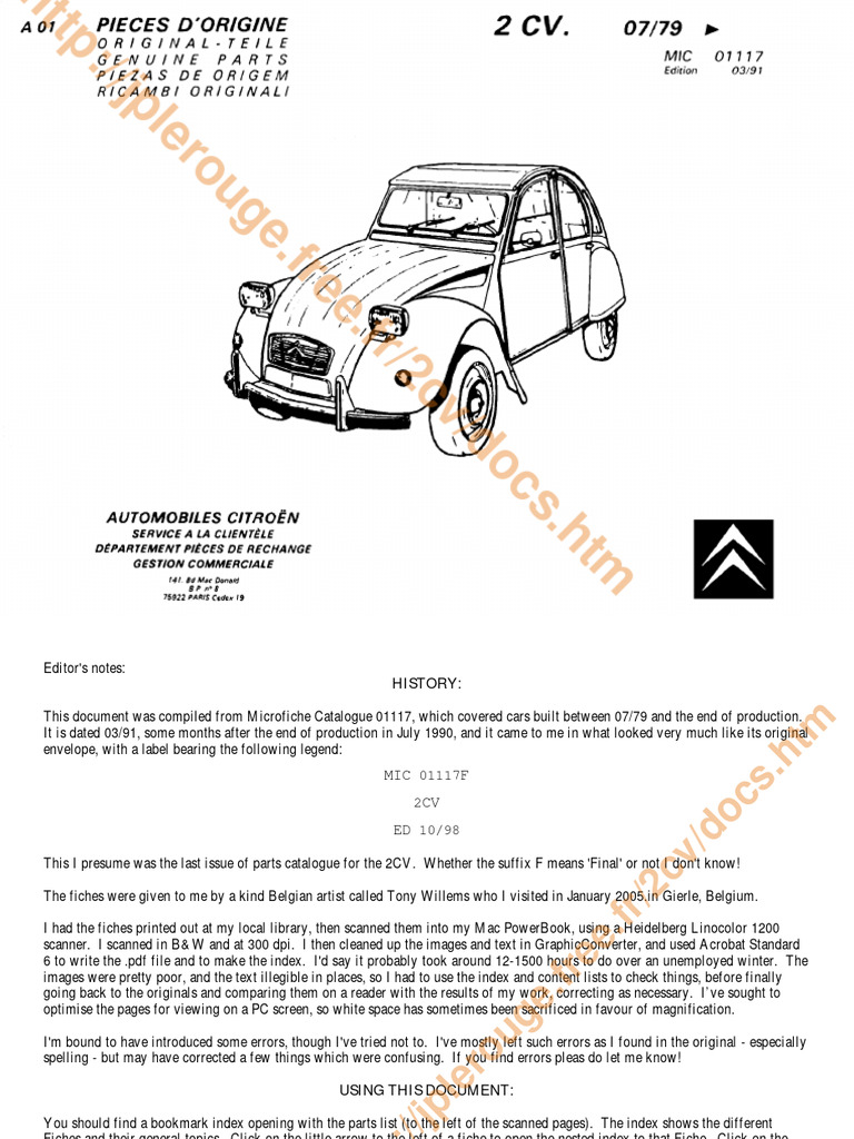 2CV Parts Catalogue Guide | PDF | Microform | Computing