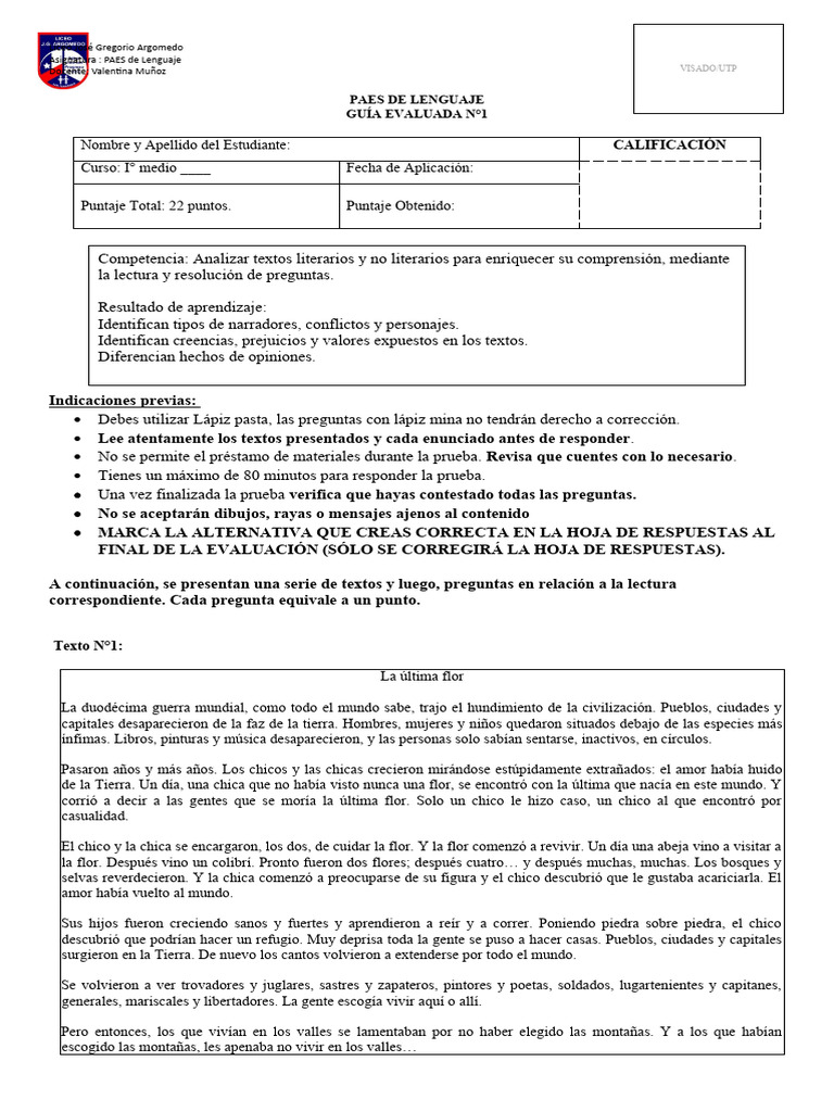 Guía Evaluada 1 | PDF