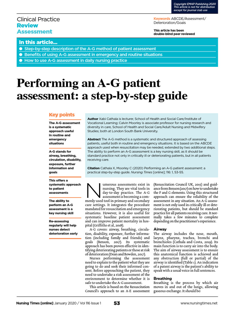 Performing An A G Patient Assessment A Step by Step Guide | PDF | Chronic Obstructive Pulmonary ...