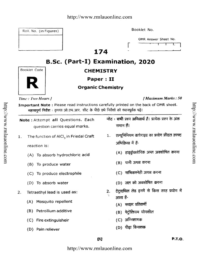 BSC Part 1 Chemistry Organic Chemistry 174 R 2020 | PDF BSC Part 1 Chemistry Organic Chemistry 174 R 2020 | PDF