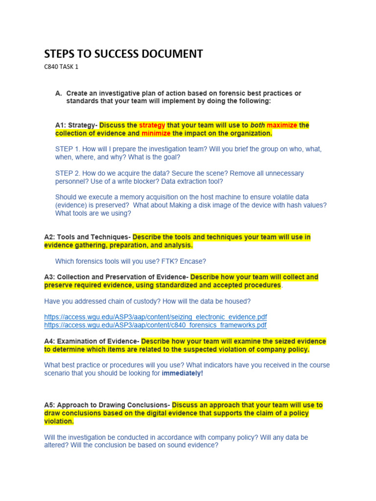 D431 Task 1 Steps To Success | PDF | Data | Evidence