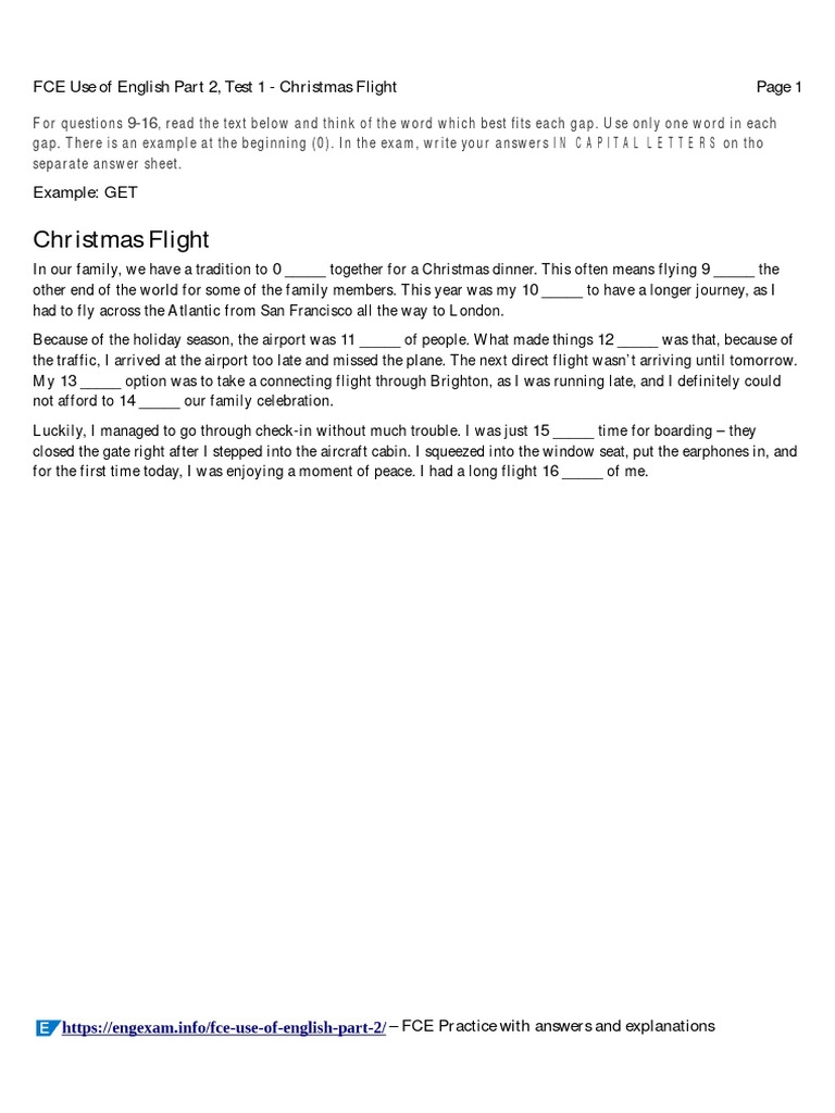 FCE Use of English Part 2: Test 1 | PDF | Linguistic Typology | Linguistics