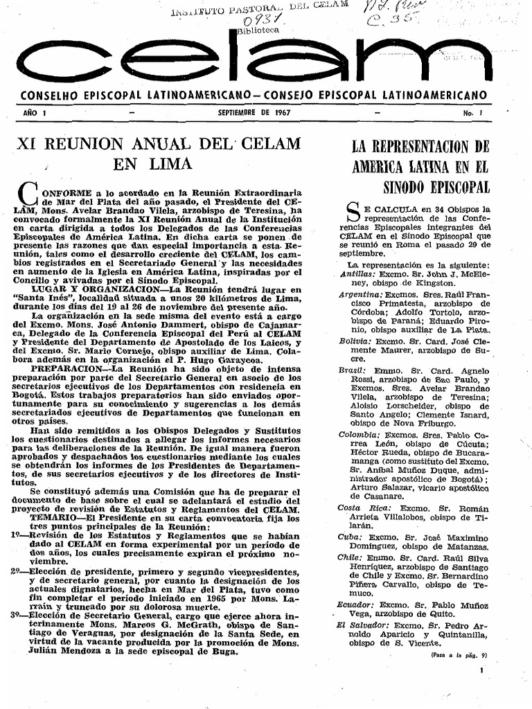 XI Reunión Anual del CELAM en Lima | PDF | obispo | Iglesia Católica