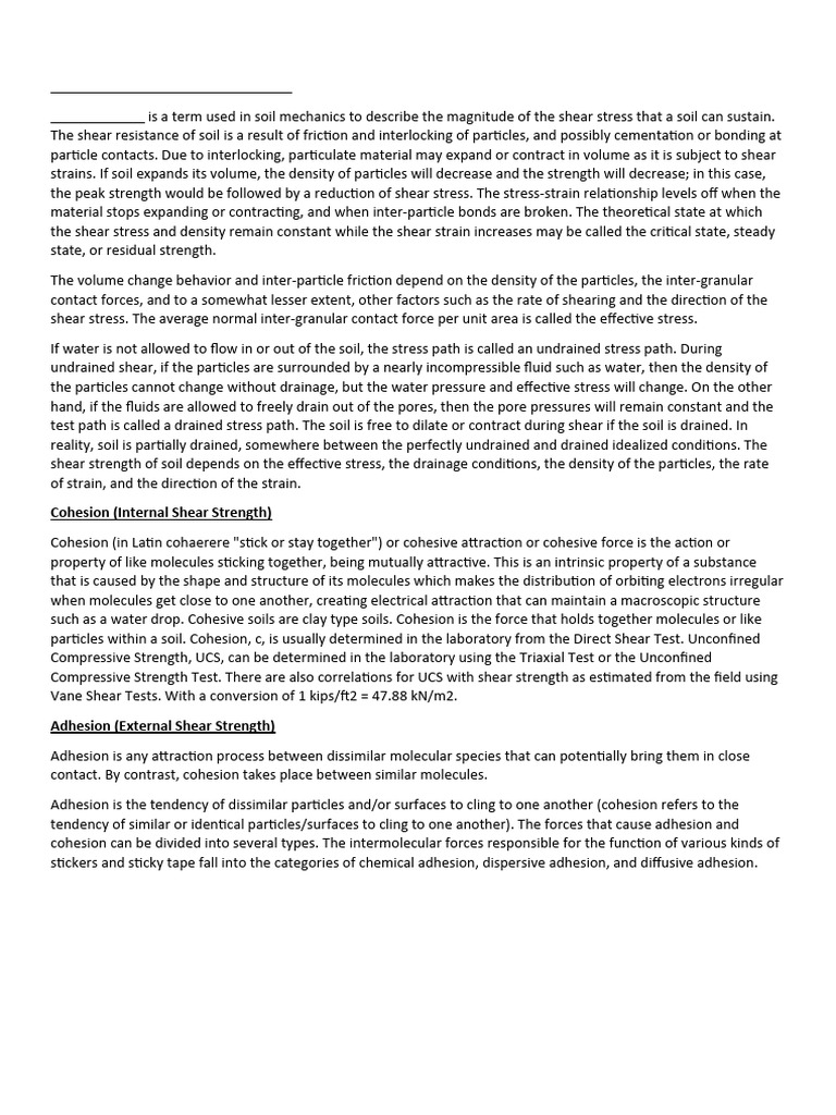 Intro To Soil Cohesion and Adhesion | PDF | Continuum Mechanics | Materials