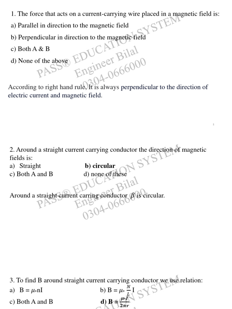 Electromagnetism Work Sheet | PDF | Magnetic Field | Force