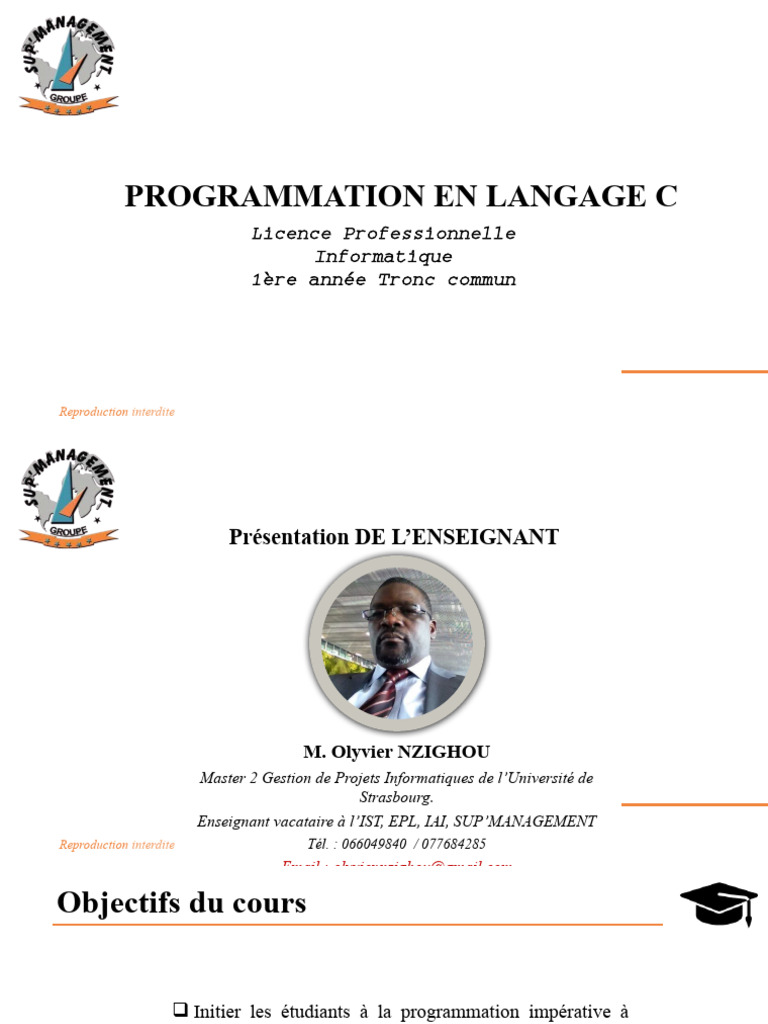 $programmation en C Supmanagement 2 | PDF | Programmation informatique | Langage de programmation