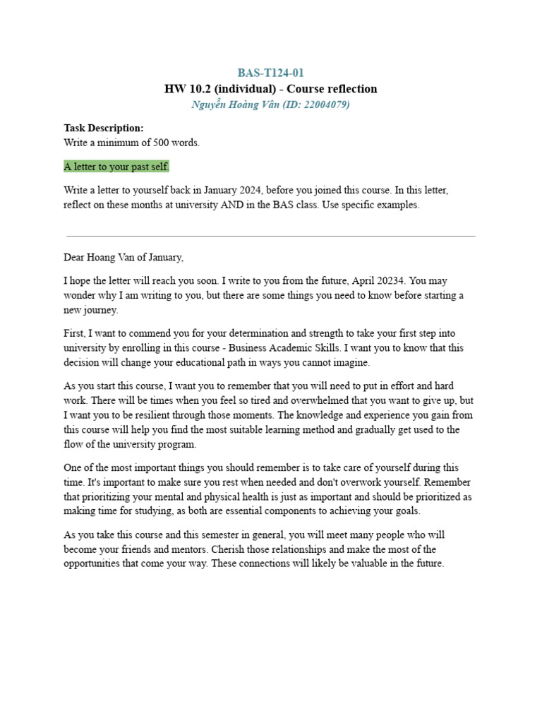 HW10.2 - Nguyen Hoang Van - BAS1 | PDF | Knowledge | Psychology