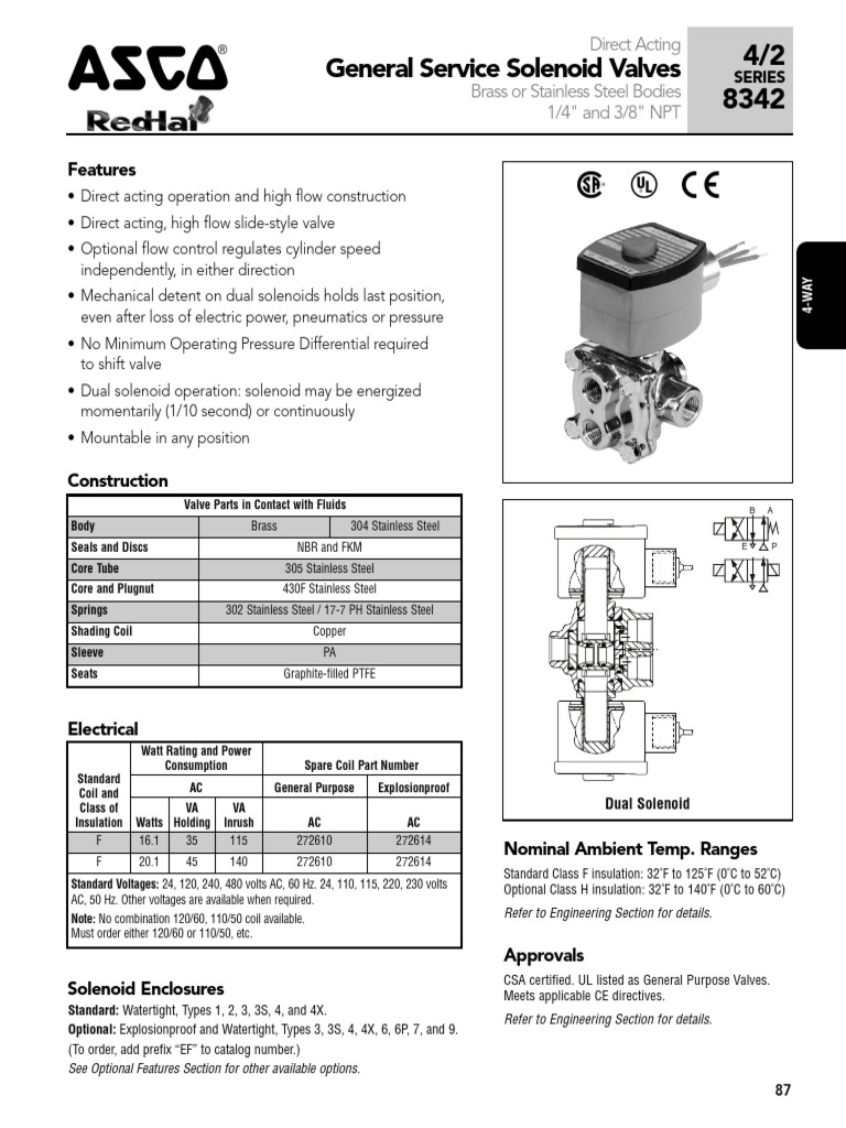 ASCO 8342 Series Solenoid Valves | PDF | Valve | Manufactured Goods
