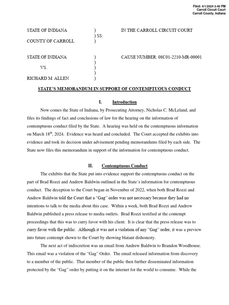 States Findings of Fact and Conclusions of Law | PDF | Contempt Of ...