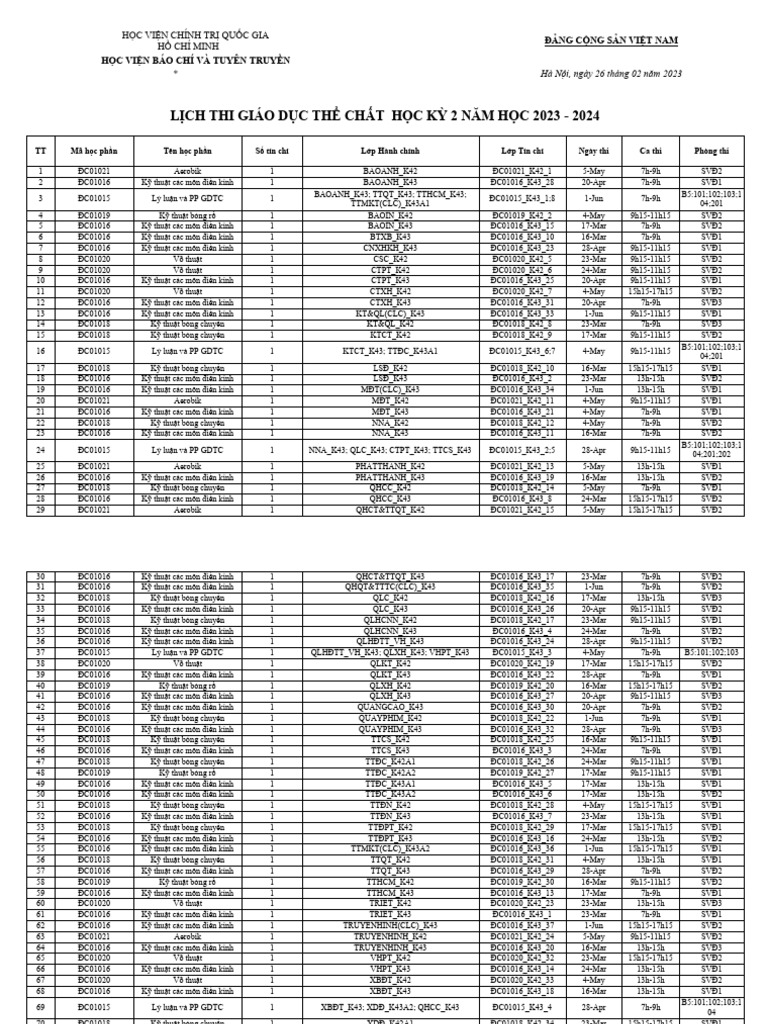 Lich Thi GDTC k2 2324 Web | PDF