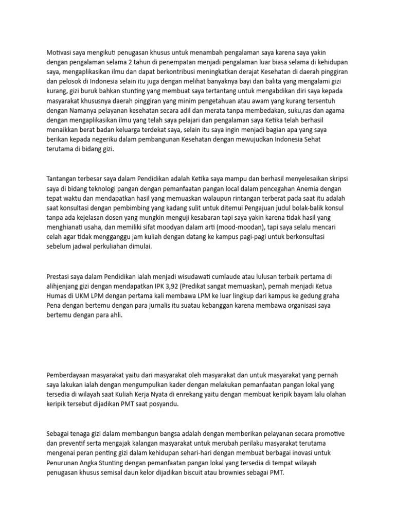 Essay Penugasan Khusus Gizi | PDF