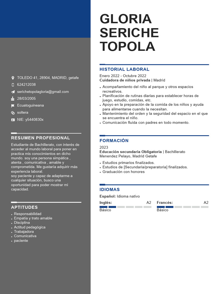 Gloria - Seriche Topola - CV | PDF