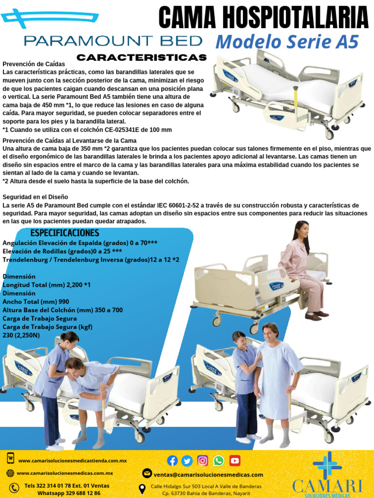 Ficha Descriptiva Equipos Cama Serie A5 Paramount | PDF