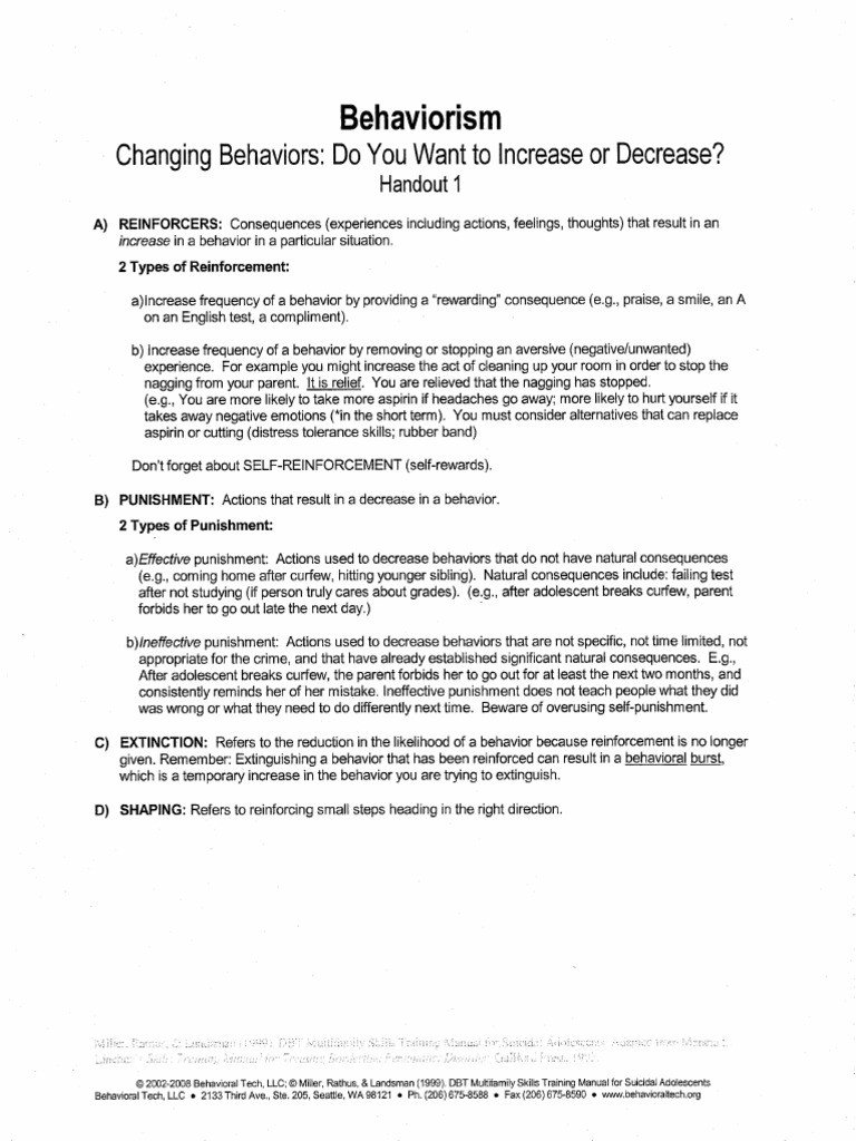 Adolescent DBT Handouts | PDF