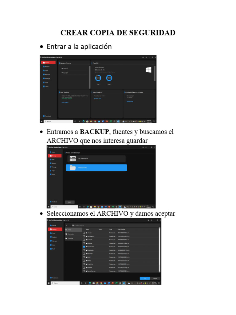 Crear Copia de Seguridad Paso A Paso | PDF