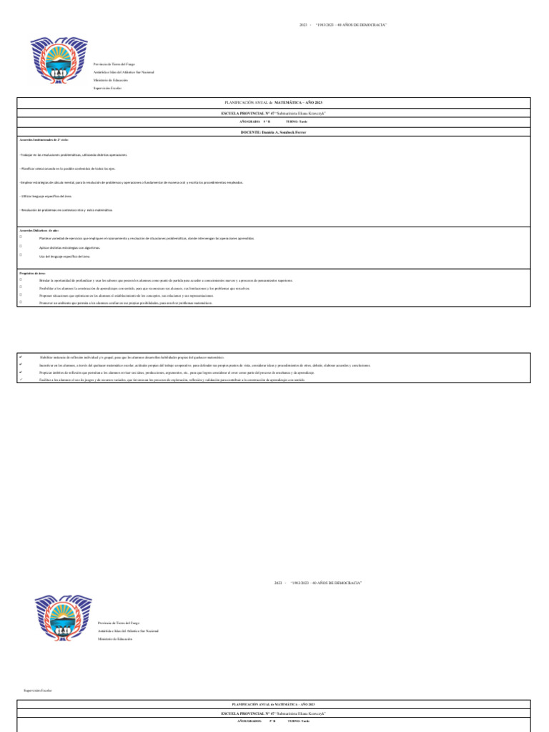 2023 Planif. Anual Matematica 5 | PDF | Aprendizaje | Geometría