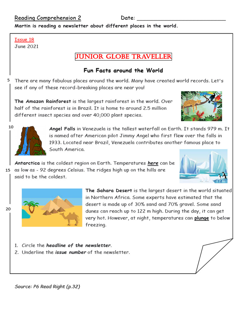 P6 T2 Reading Booklet Ex 2-4 Ans | PDF | Desert