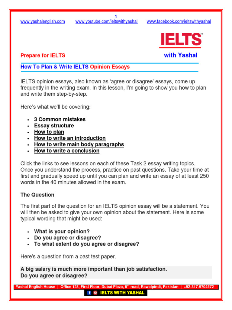 Ielts Opinion Essay Guide Pdf Essays Paragraph