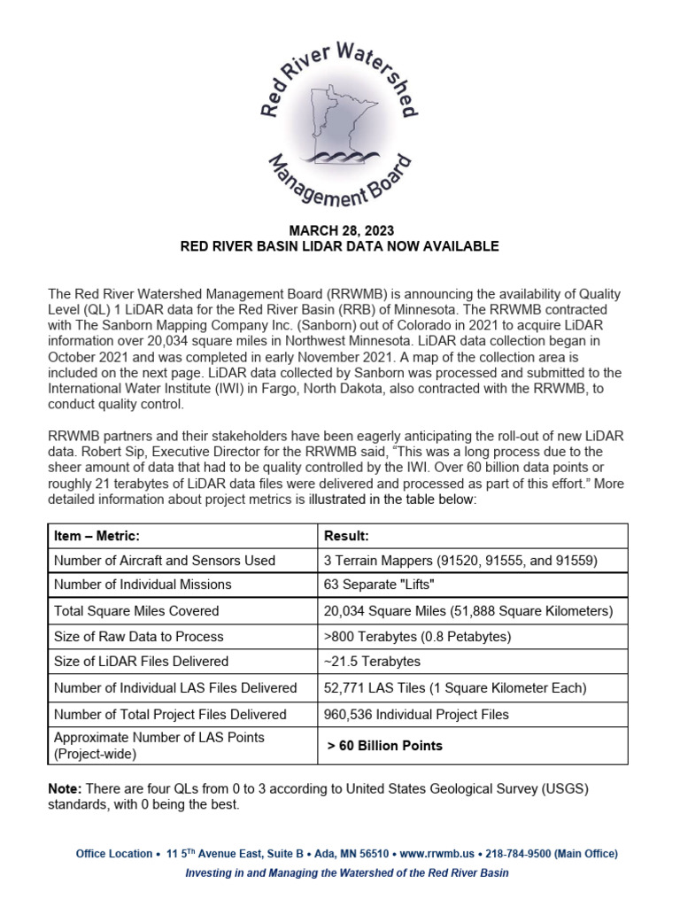 Red River Basin LiDAR Data Released | PDF | Lidar | Geographic ...