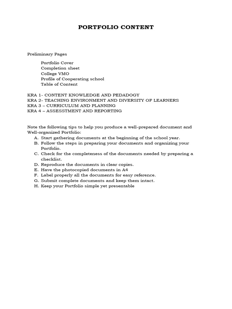 Pre-Service Teacher Portfolio Guide | PDF | Pedagogy | Educational Assessment