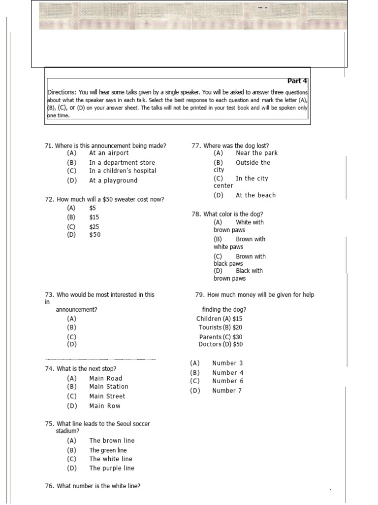 TOEIC Listening Practice Questions | PDF