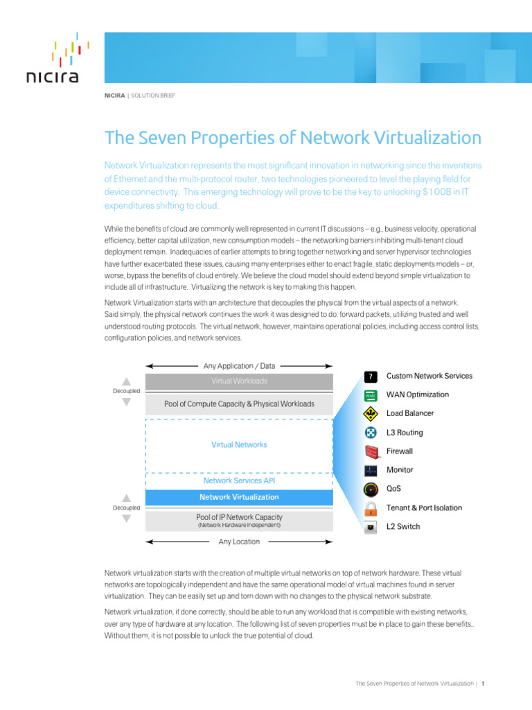 Nicira - The Seven Properties of Virtualization | PDF | Computer Network | Cloud Computing