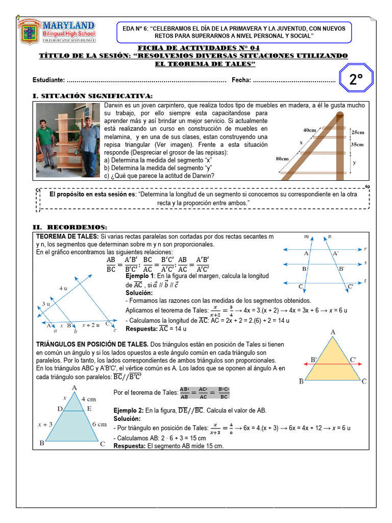 Ejercicios del Teorema de Tales | PDF | Triángulo | Geometría triangular