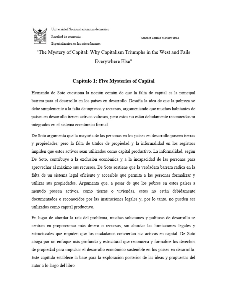 The Mystery of Capital - Why Capitalism Triumphs in The West and Fails ...