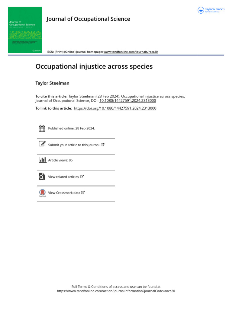 Multispecies Occupational Injustice | PDF