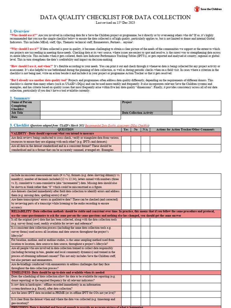 Data Quality Checklist For Data Collection-English-Dec 2023-v1 ...