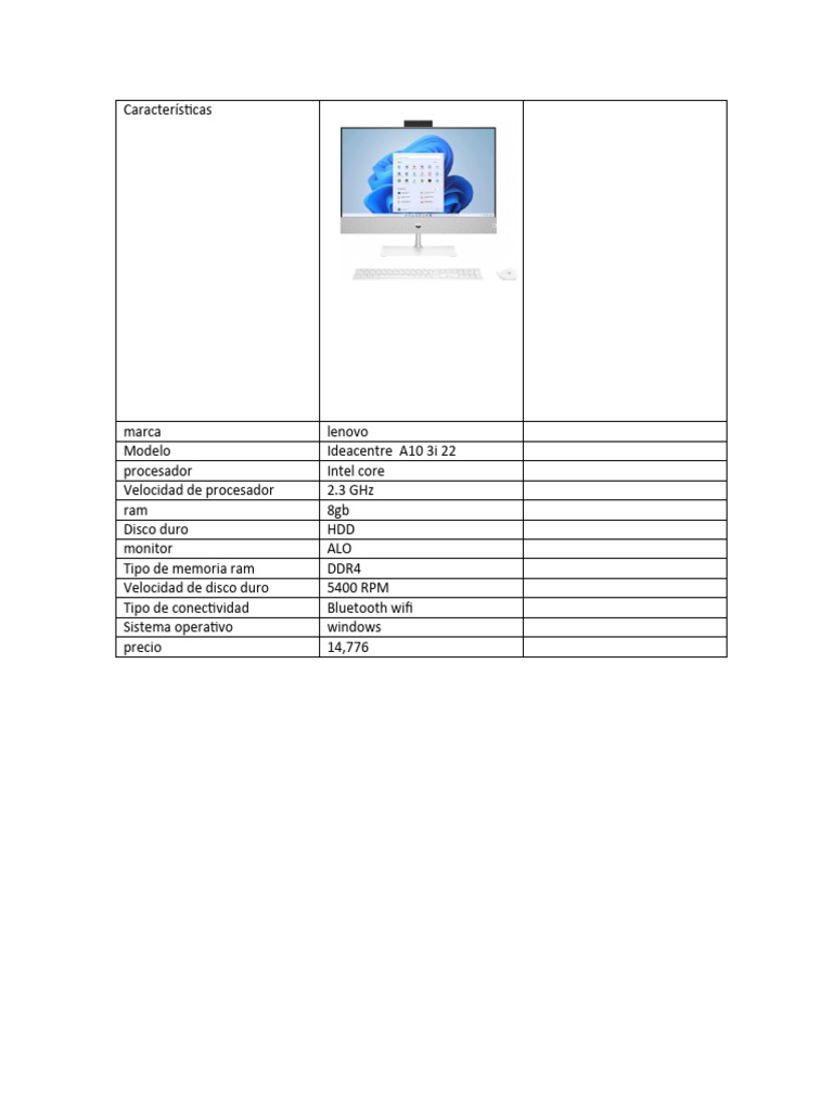 Lenovo Ideacentre A10 3i: Especificaciones | PDF