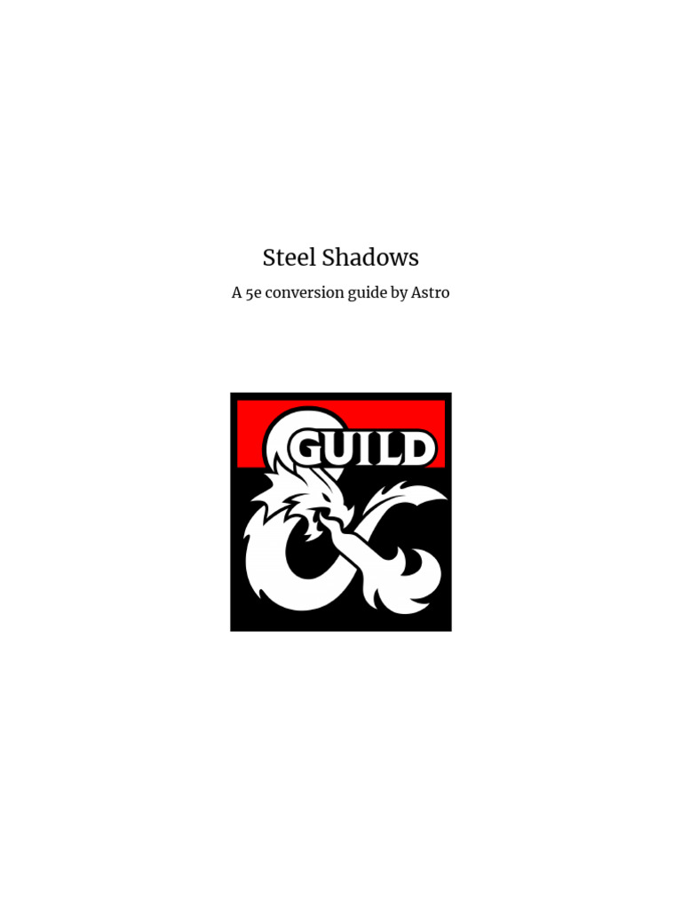 5e Steel Shadows Conversion | PDF