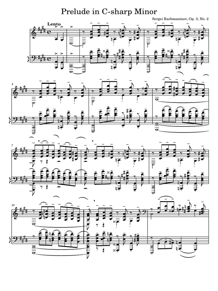 Prelude in Csharp Minor Opus No Sergei Rachmaninoff | PDF | Opus Number ...