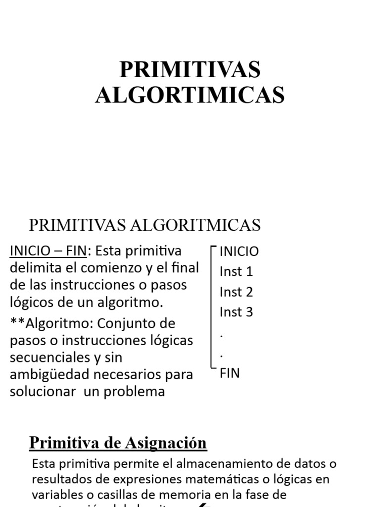 Primitivas Algoritmicas | PDF | Algoritmos | Variable (informática)