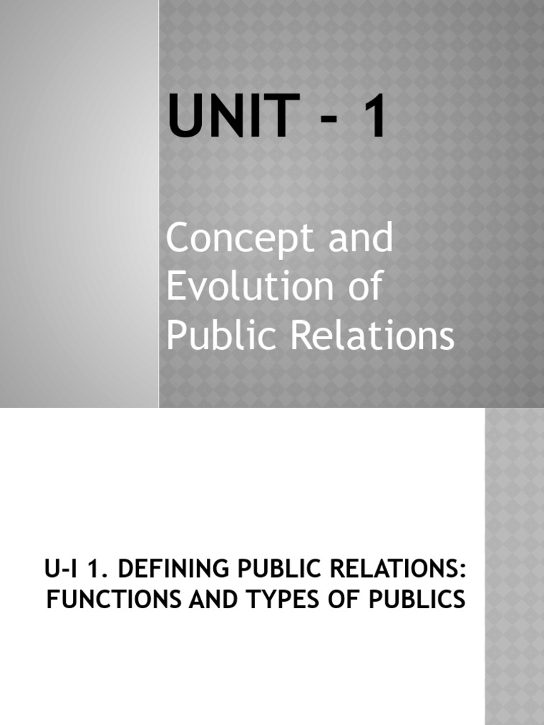 Unit - 1 Public Relations | PDF | Public Relations | Swot Analysis