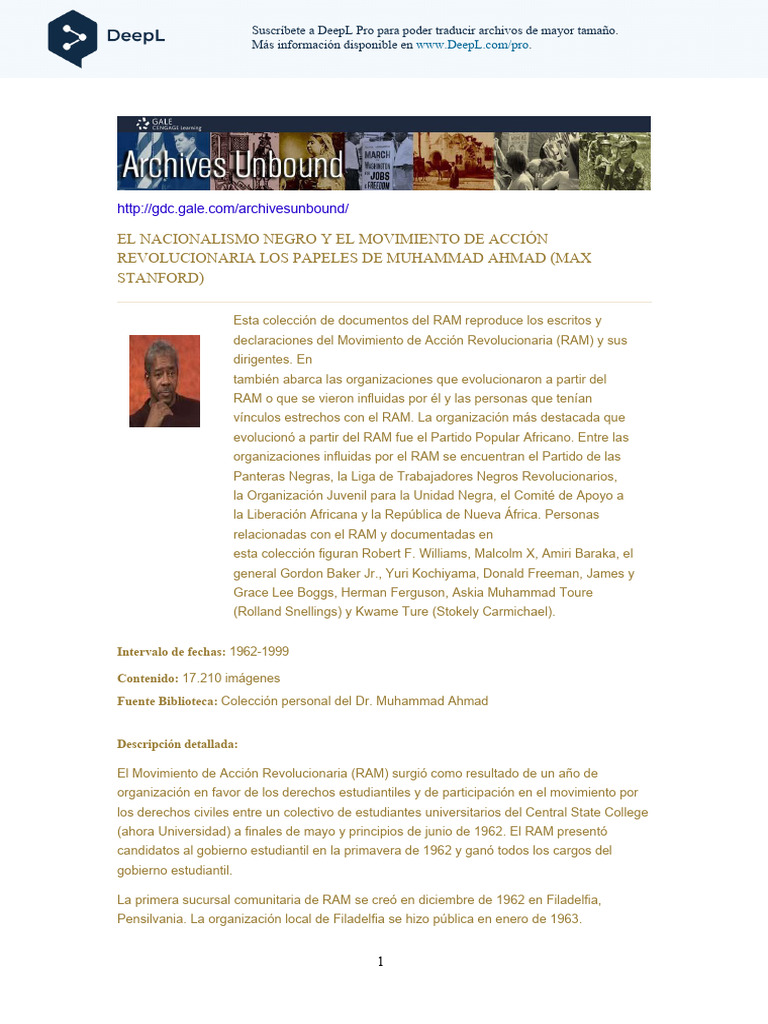 El Nacionalismo Negro Y El Movimiento de Acción Revolucionaria Los ...