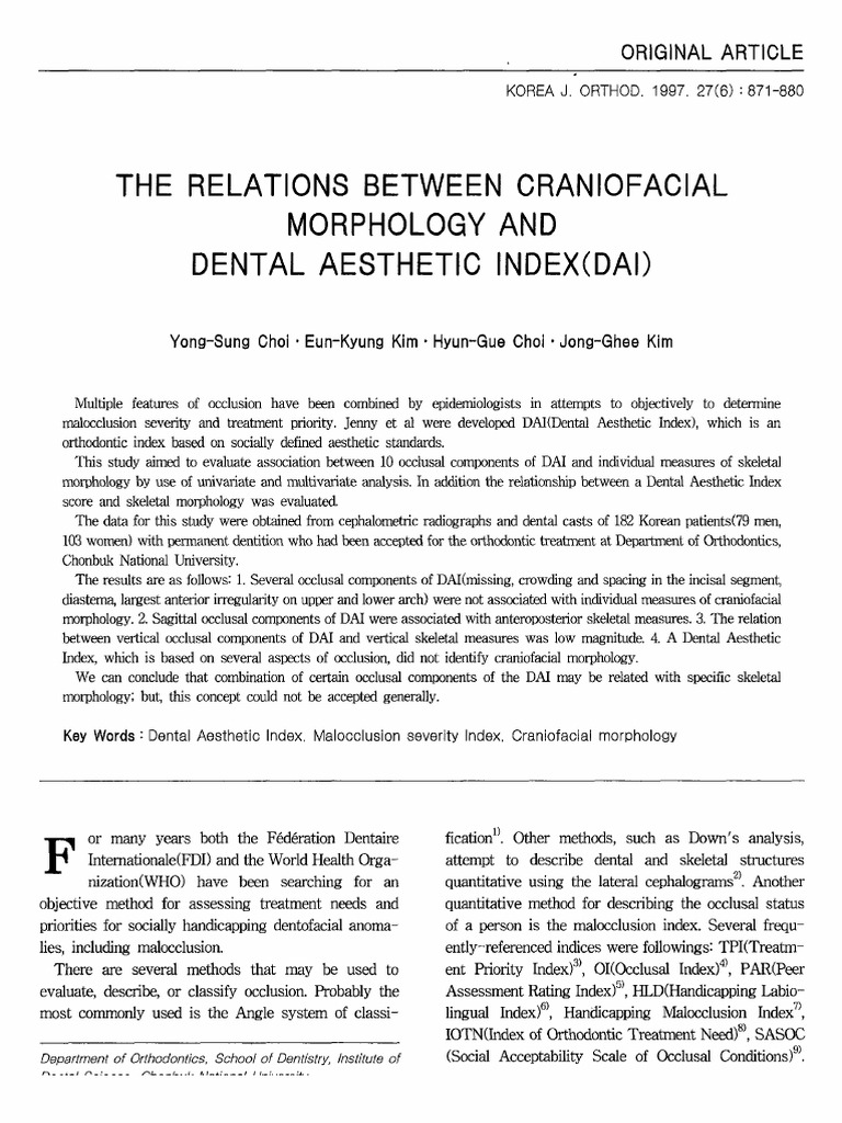 The Relations Between Craniofacial Morphology and Dental Aesthetic ...