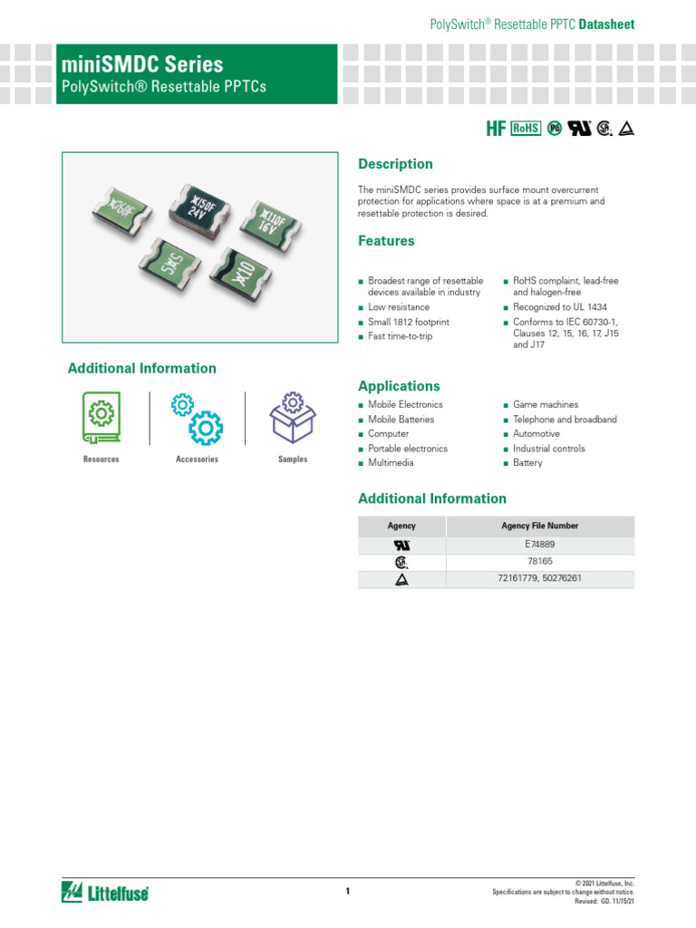 Fusibles SMD Poly Datasheet | PDF | Electrical Engineering | Electricity