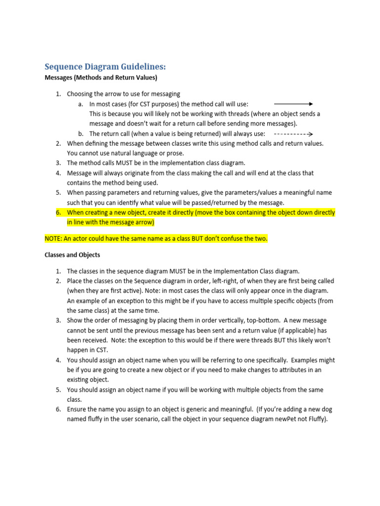 Sequence Diagram Guidelines Pdf Method Computer Programming