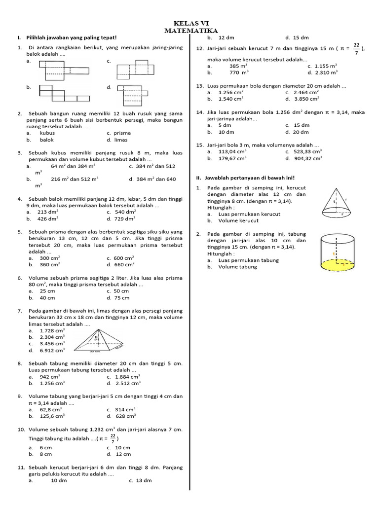Soal Mid SMT Bangun Ruang | PDF