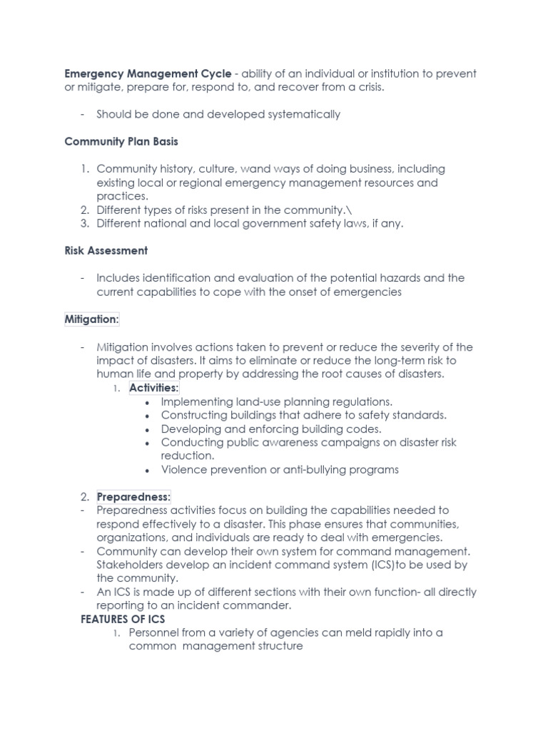 Emergency Management Cycle Overview | PDF | Emergency Management ...