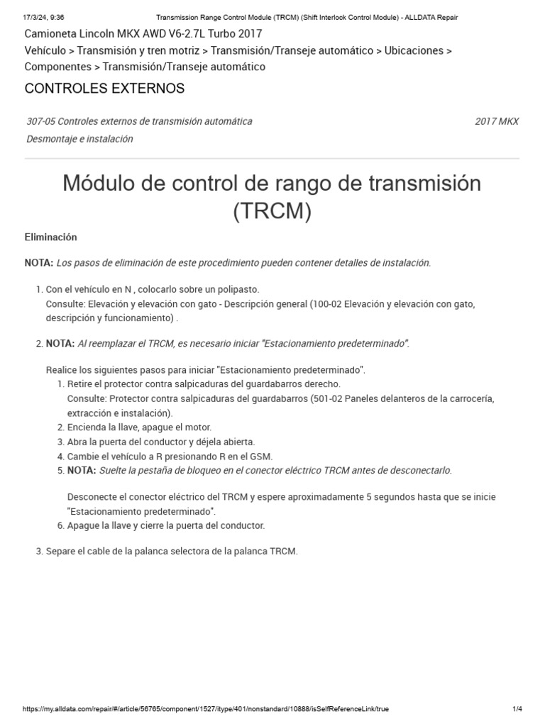 Guía de instalación TRCM Lincoln MKX 2017 | PDF | Conector eléctrico | Industria automotriz