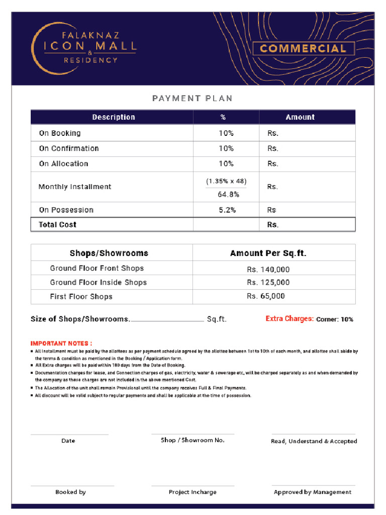 Payment Schedule FLK Icon Mall & Residency Comm-1 | PDF